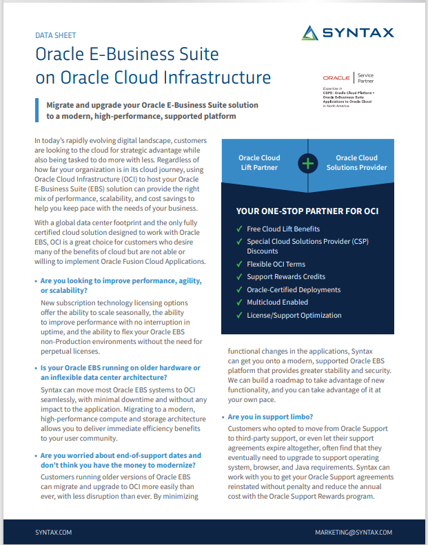 Oracle E Business Suite On Oracle Cloud Infrastructure Oci Data Sheet