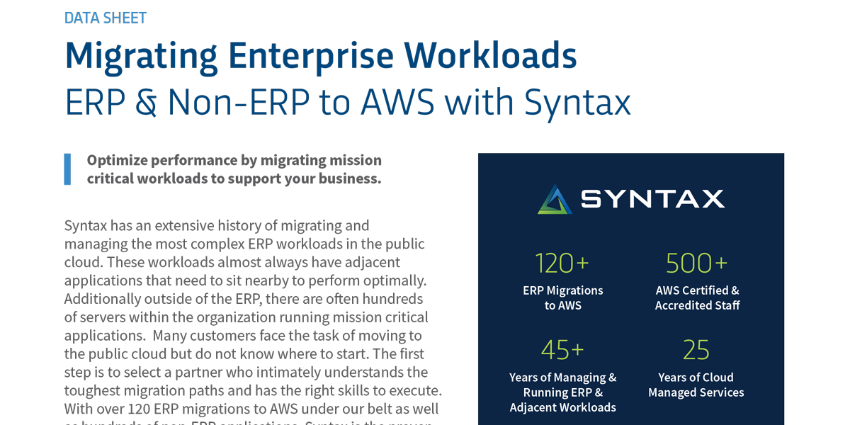 Migrating Enterprise Workloads to AWS: Data Sheet