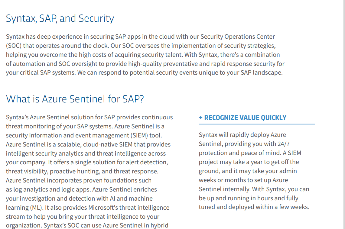 SAP Application Security With Azure Sentinel: Data Sheet