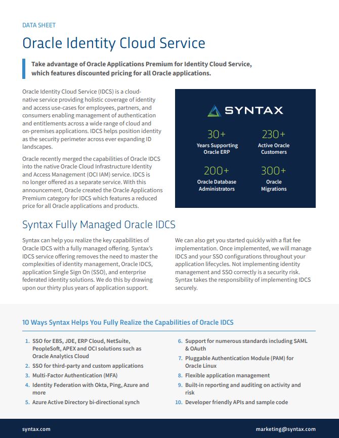 Oracle OCI IAM data sheet:Data Sheet